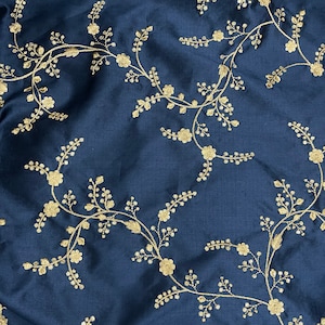 50%OFF Blue& Gold Embroidered Fabric, Gown Fabric, Indian Fashion ...