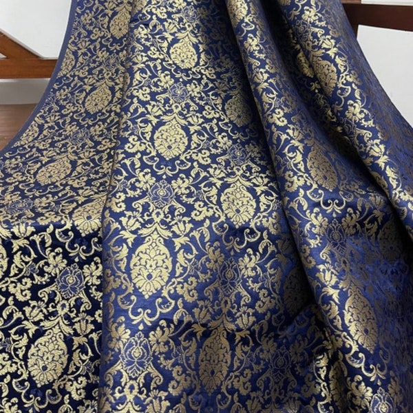 Navy and Gold Fabric - Etsy