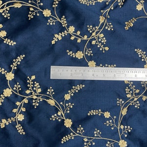 50%OFF Blue& Gold Embroidered Fabric, Gown Fabric, Indian Fashion ...