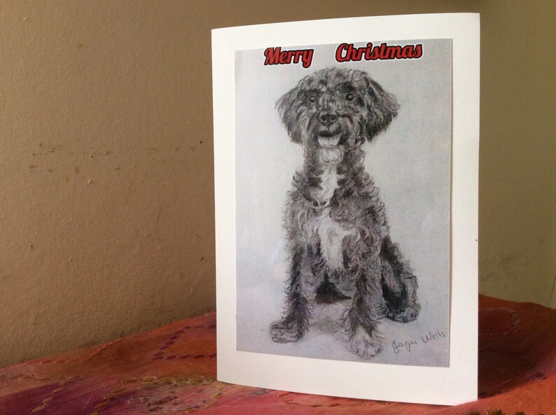 Cockapoo Christmas Card From Original Drawing - Etsy