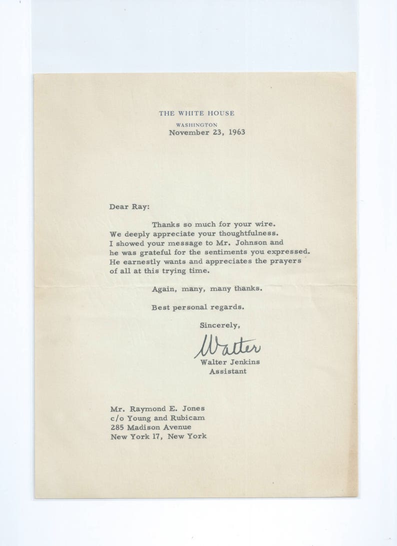 6 Letters President Lyndon B Johnson / Asst Walter Jenkins / - Etsy