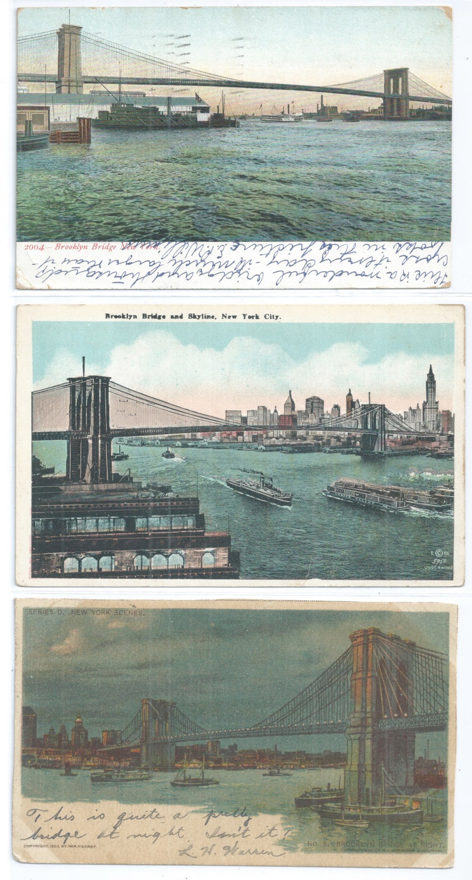 9 Vintage BROOKLYN BRIDGE Postcards Used Early 1900s - Etsy