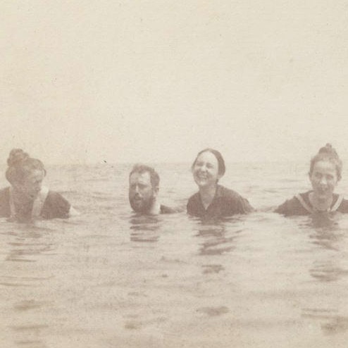 Victorian Beach Scene Bathers in Ocean Sepia Tone Original Photograph ...