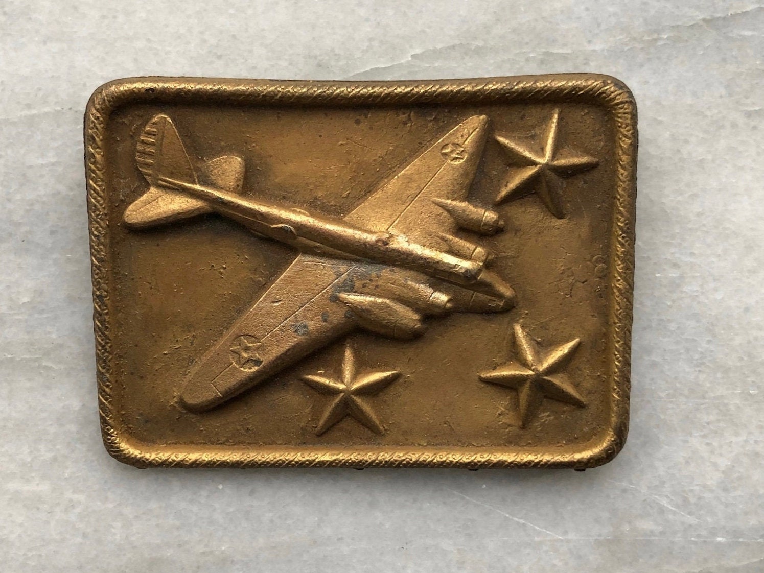 WWII American B-17 Bomber 3 Gold Stars Mid Century Patriotic Brooch Pin ...
