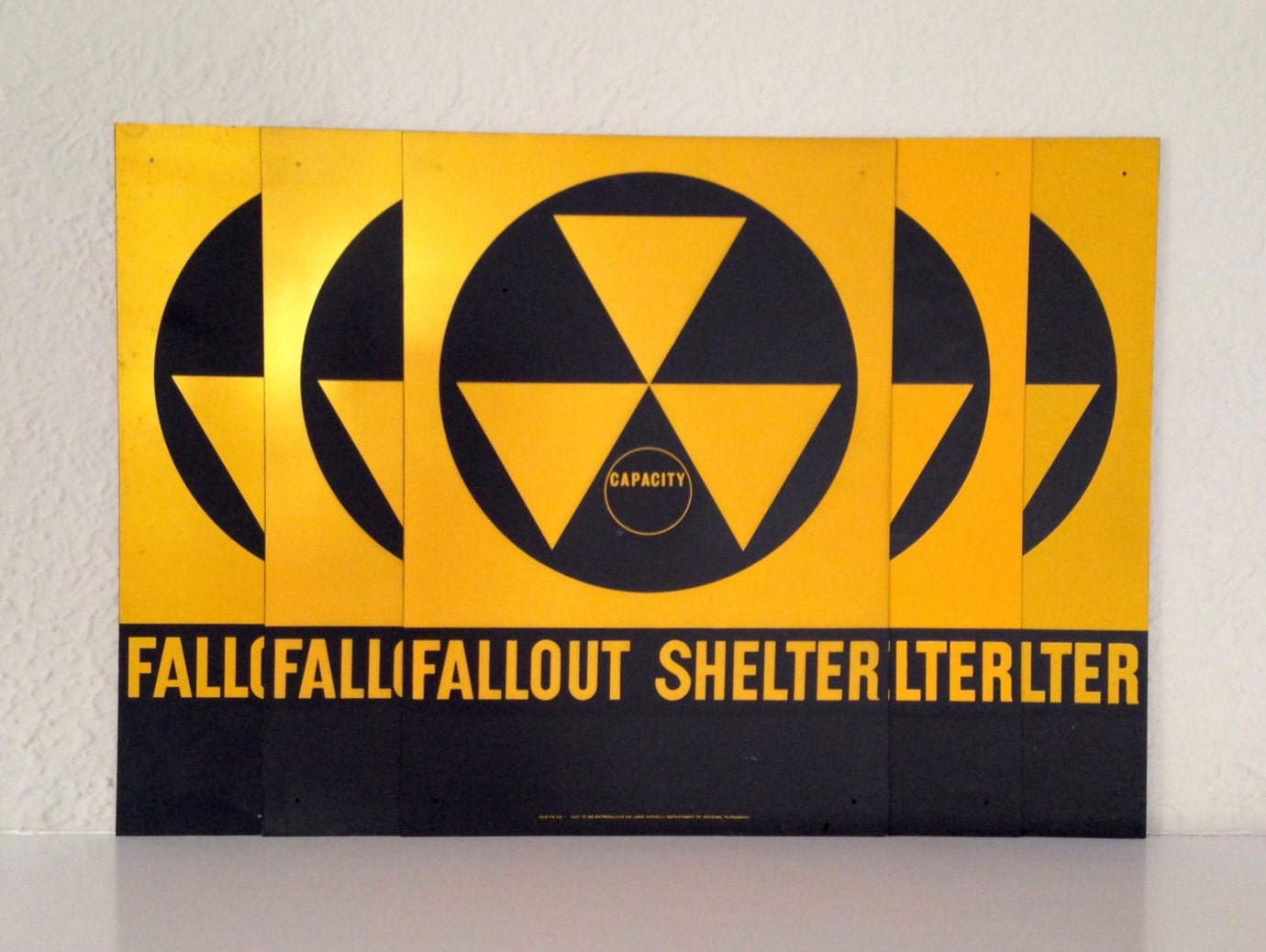 5 Cold War ERA FALLOUT SHELTER Reflective Sign U.S. Department of ...
