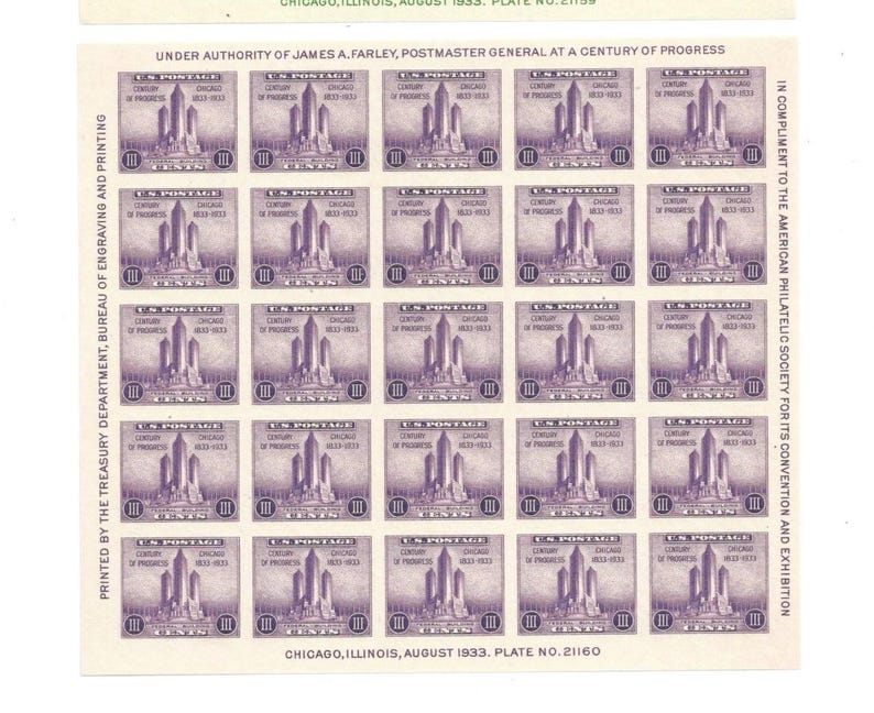 Chicago's World's Fair Symbols of Progress 1 Cent Fort Dearborn & 3 ...