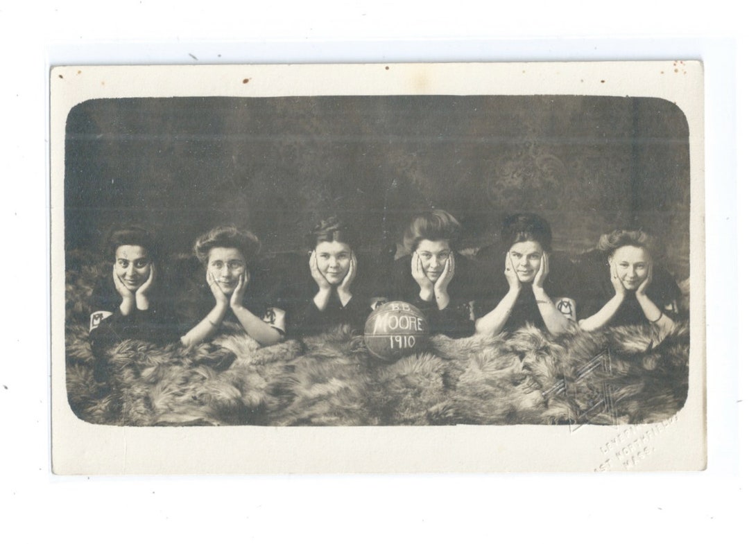 1910 Woman's Basketball Team Real Photo Postcard RPPC the NORTHFIELDS ...