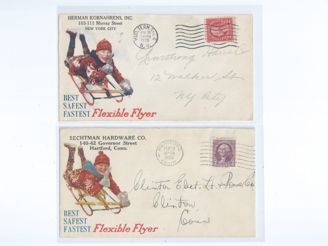 Two FLEXIBLE FLYER Multicolor Illustrated Covers With Allover Ad on ...