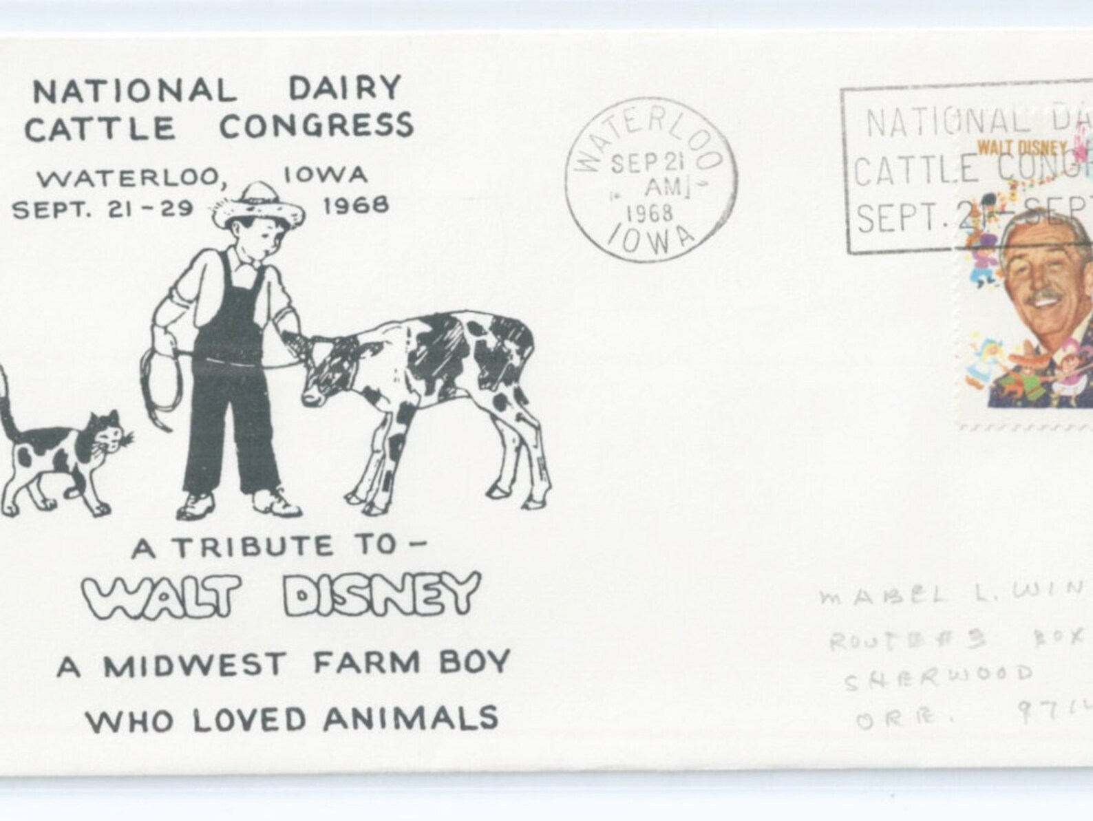 National Dairy Cattle Congress Event Cover Tribute to Walt DISNEY A ...