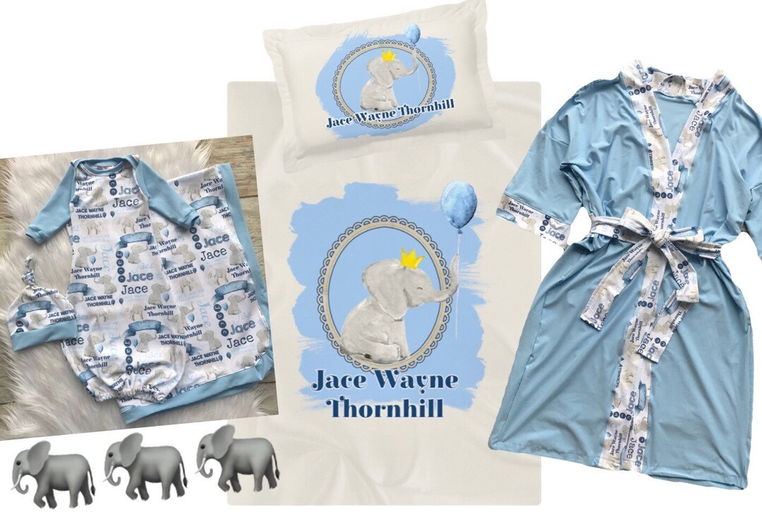 Elephant Baby Set, Hospital Set, Baby Shower Gift, Baby Boy Nursery ...