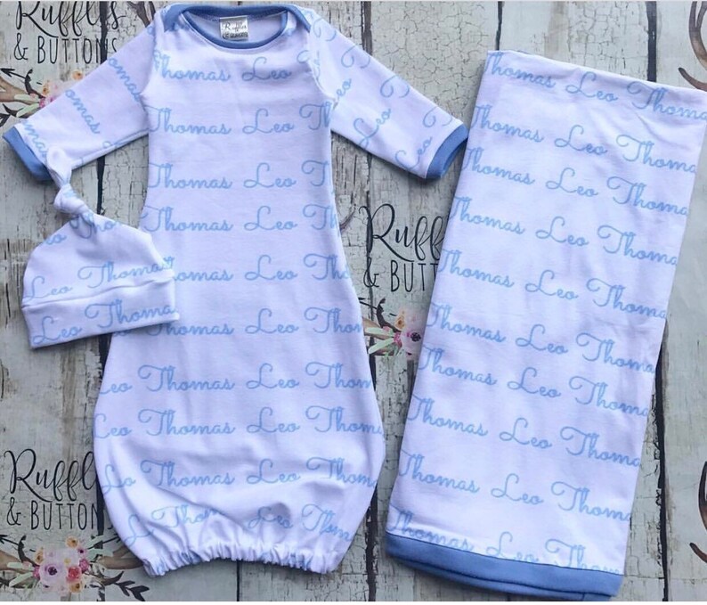 Boy Name Gown Baby Boy Gown Custom Designed Matching | Etsy
