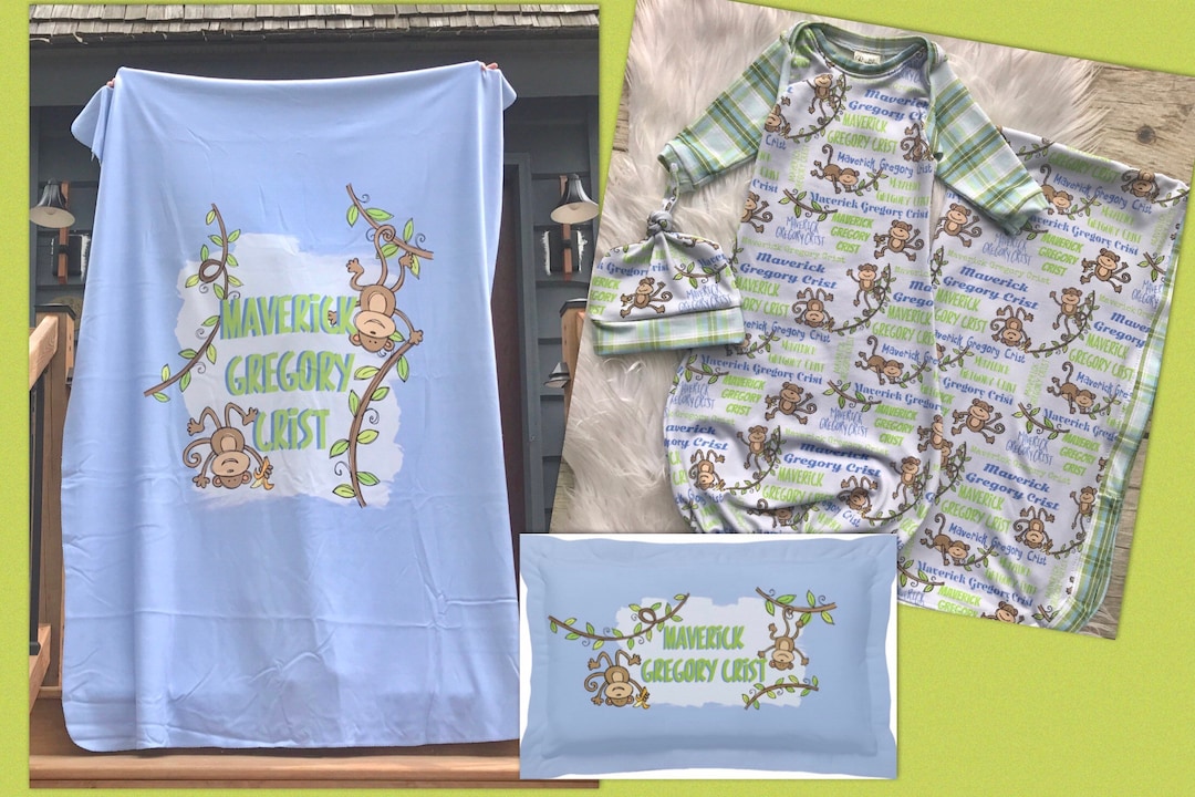 Custom Designed Hospital Set, Baby Gown Set, Hospital Bedding, Baby Boy ...