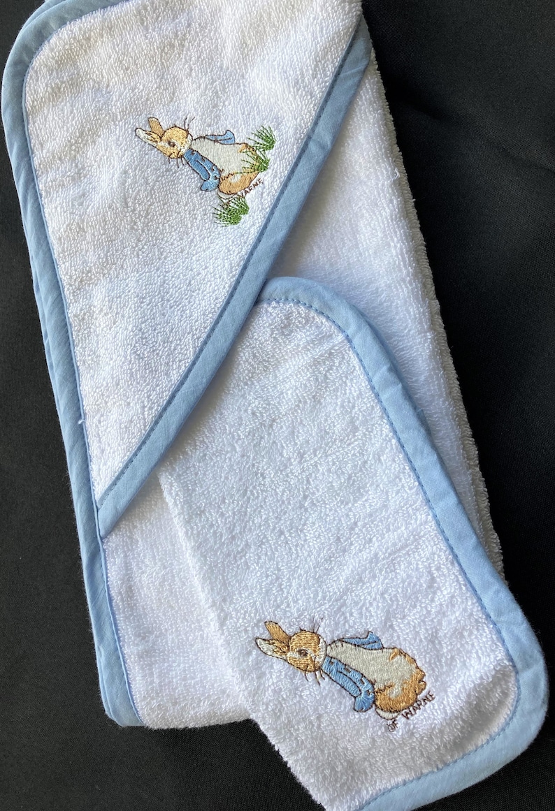 Peter Rabbit Hooded Towel and Flannel Set - Etsy
