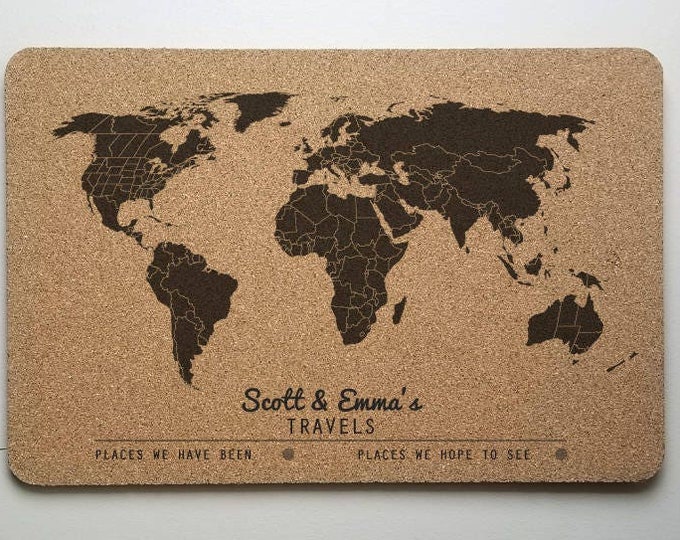 Solid Cork Push Pin Travel Map 12x18 - Etsy