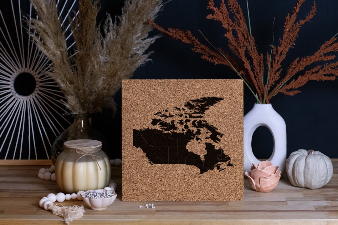 CANADA CORK Push Pin Map Track Sales or Traveling - Etsy
