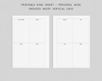 Printable Ring Inserts Personal Wide Undated WO2P | Etsy