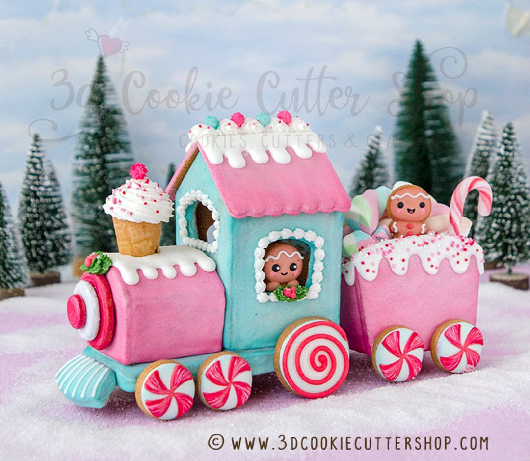 3D Gingerbread Train Cookie Cutter Set (locomotive + Wagon) | Fondant ...