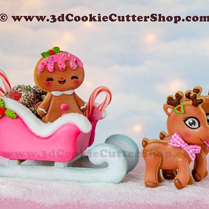 3D Gingerbread Sleigh & Reindeer Cutter Set | Fondant Cutters | Clay ...