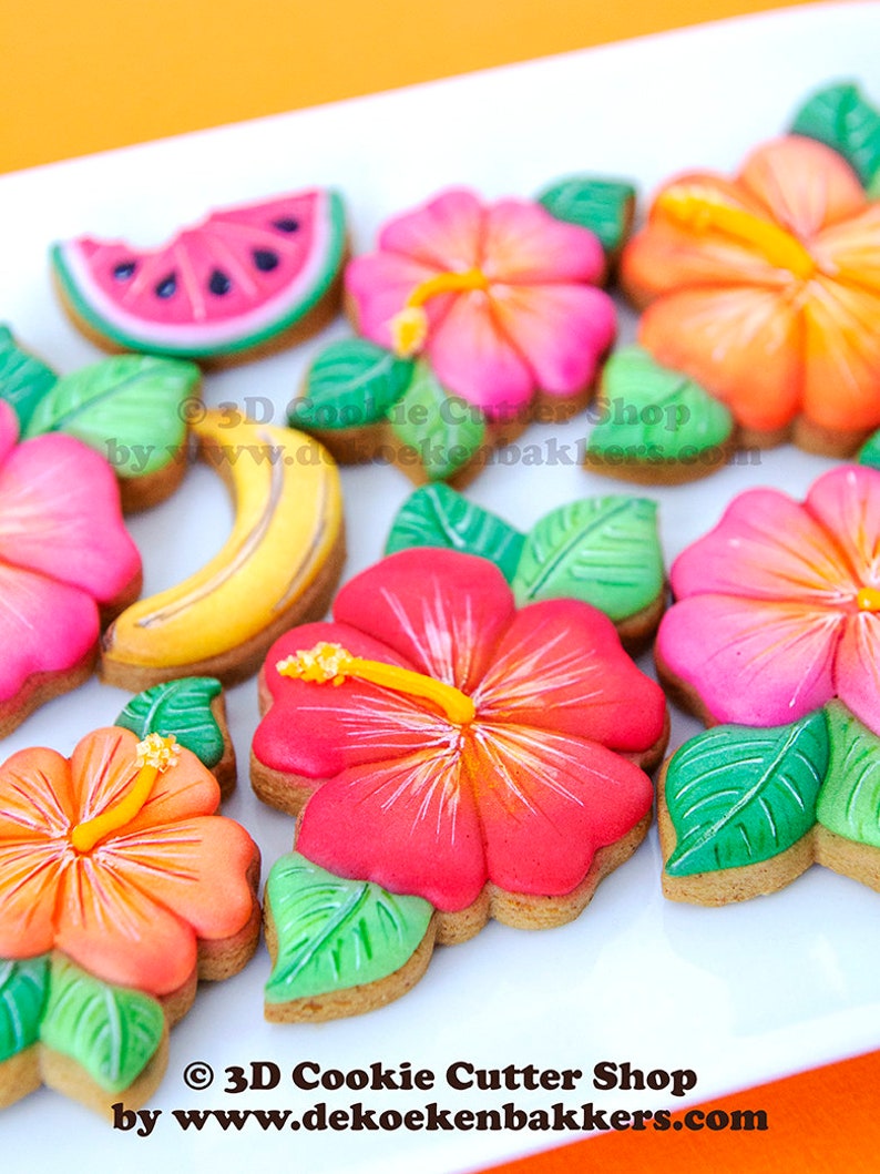 Flower / Hibiscus With Leaves Cookie Cutter | Etsy