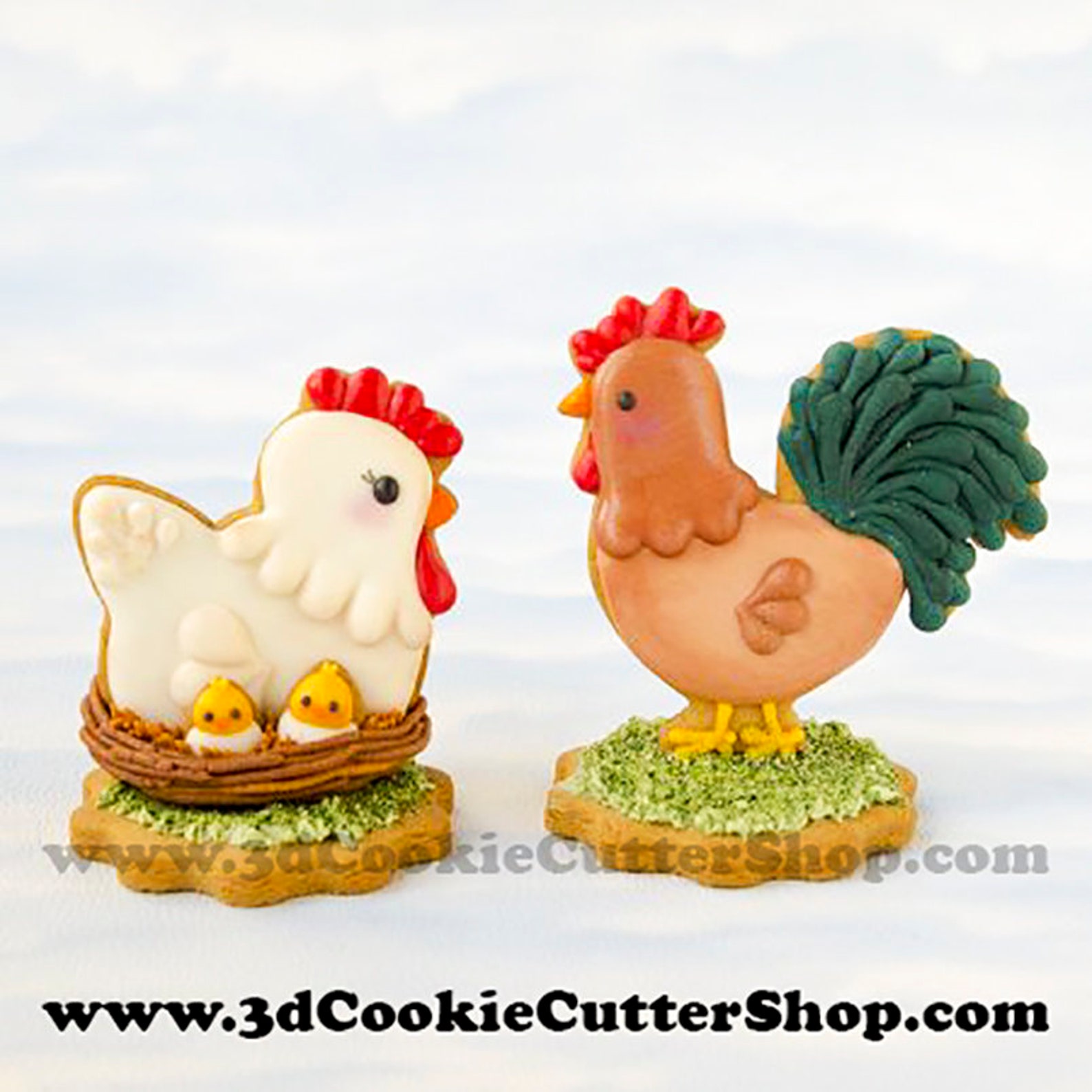 Chicken Family (rooster, Hen & Egg) Cookie Cutter Set | Clay Cutters ...