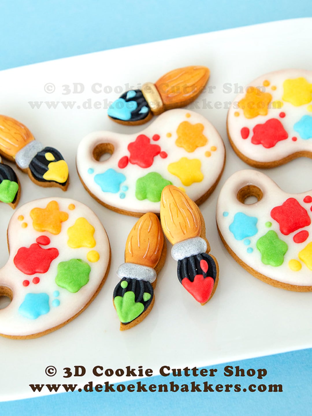 Paint Palette & Brush Cookie Cutter Set | Biscuit - Fondant - Clay ...