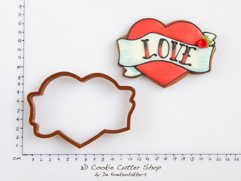 Vintage Tattoo Heart Cookie Cutter | Biscuit - Fondant - Clay Cutter ...