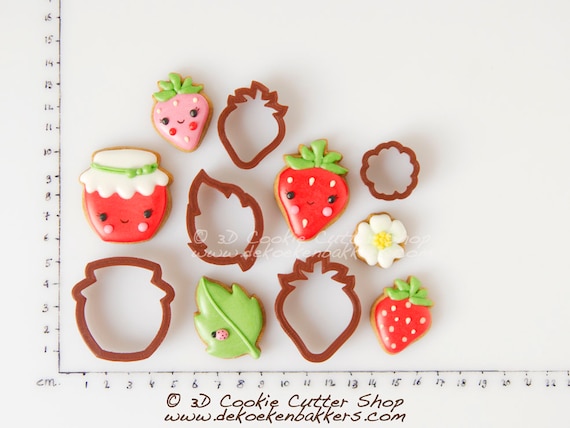 Strawberry Mini Cookie Cutter Set Etsy UK