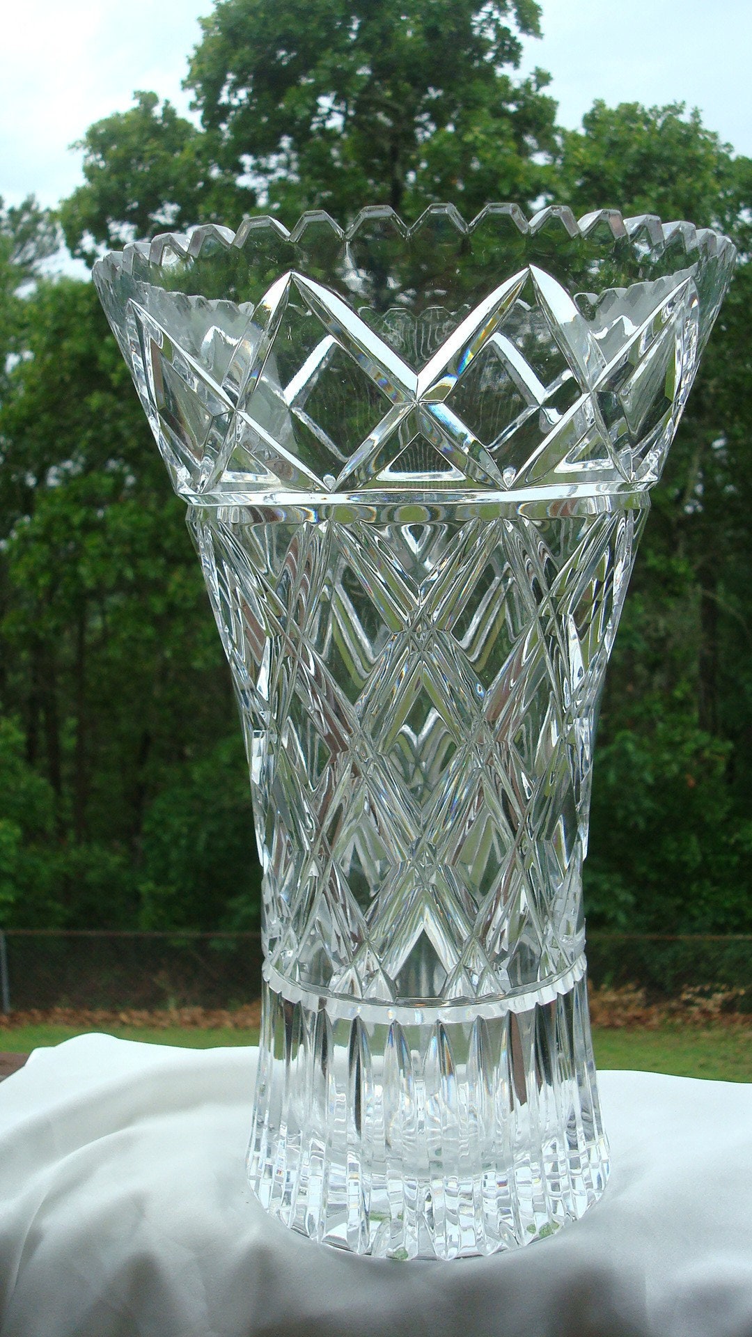 Ofnah Hand-cut Lead Crystal Tall Cut Glass Vase - Etsy
