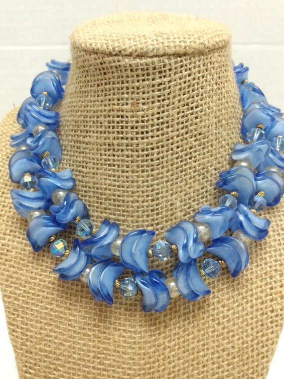 Vendome Cornflower Blue Givre Glass Crystal Double St… - Gem