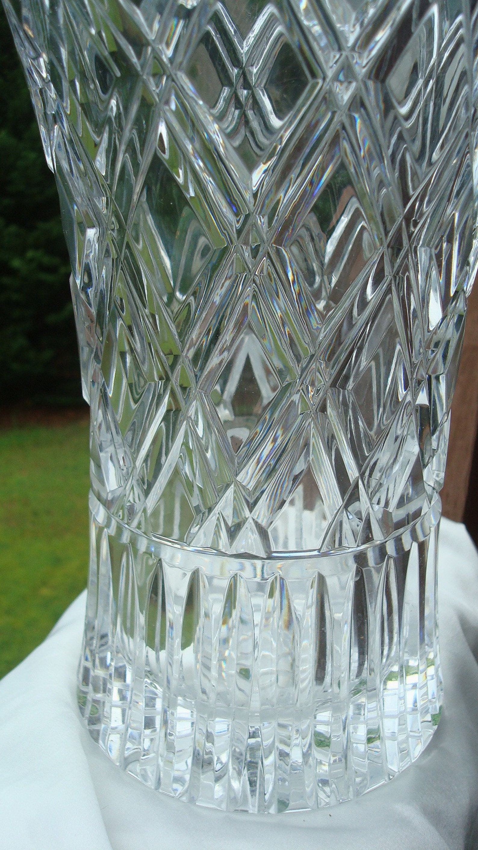 Ofnah Hand-cut Lead Crystal Tall Cut Glass Vase - Etsy