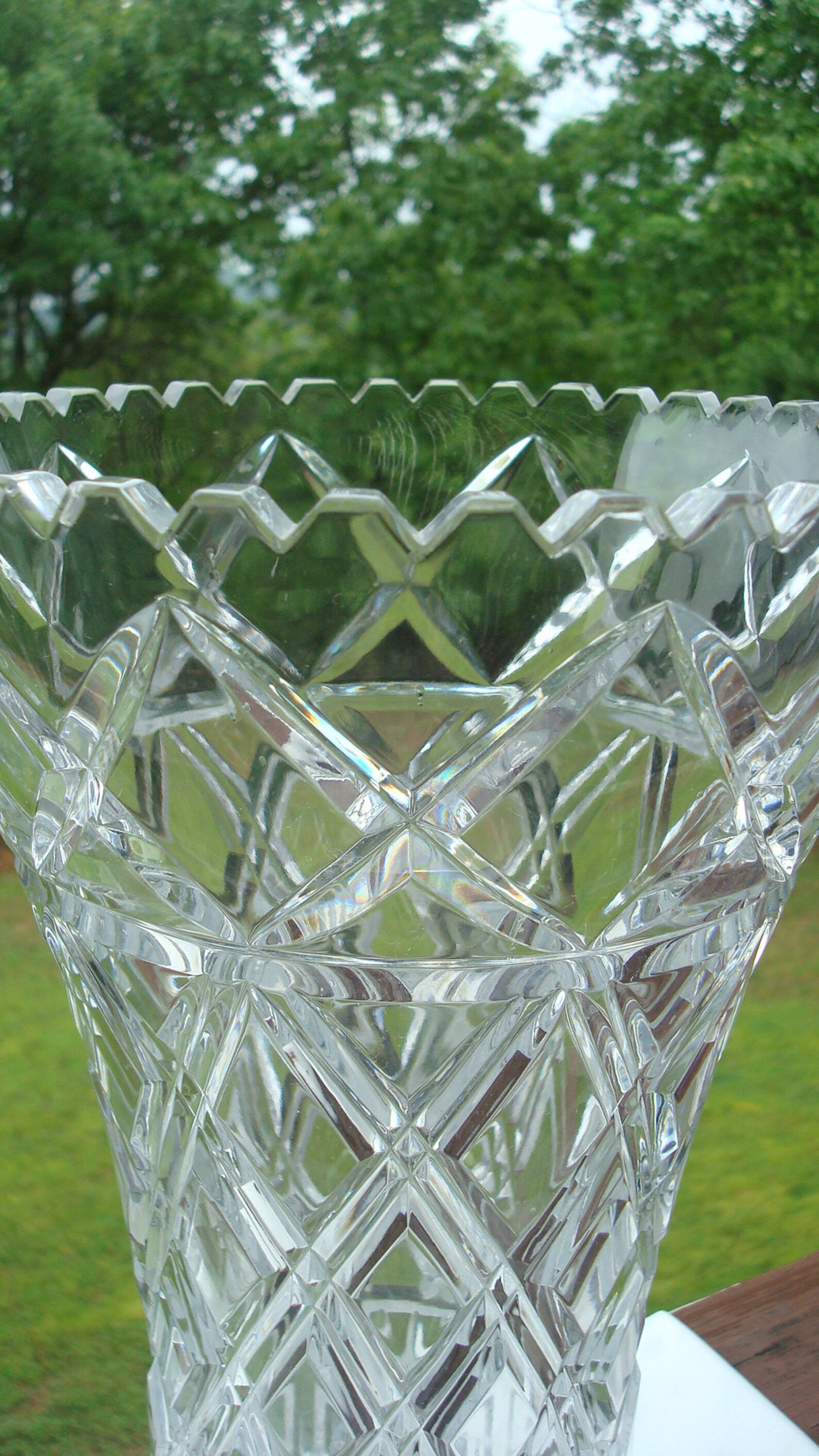 Ofnah Hand-cut Lead Crystal Tall Cut Glass Vase - Etsy