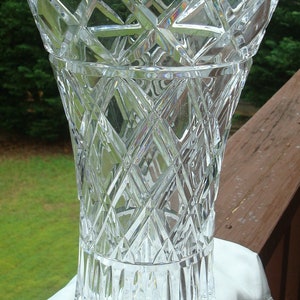 Ofnah Hand-cut Lead Crystal Tall Cut Glass Vase - Etsy