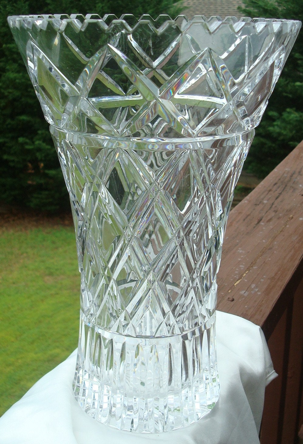 Ofnah Hand-cut Lead Crystal Tall Cut Glass Vase - Etsy