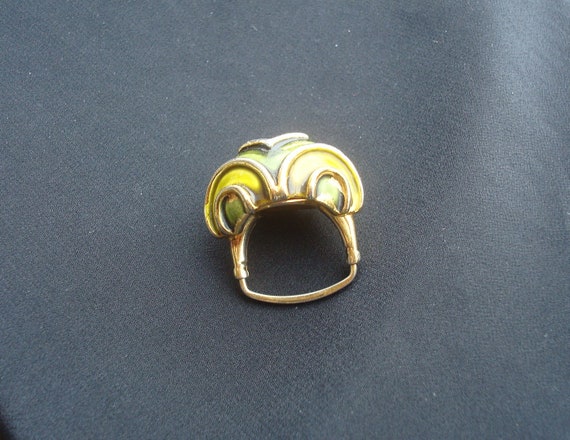 Vendome Olive Green Chartreuse Enamel Dome Adjustable… - Gem