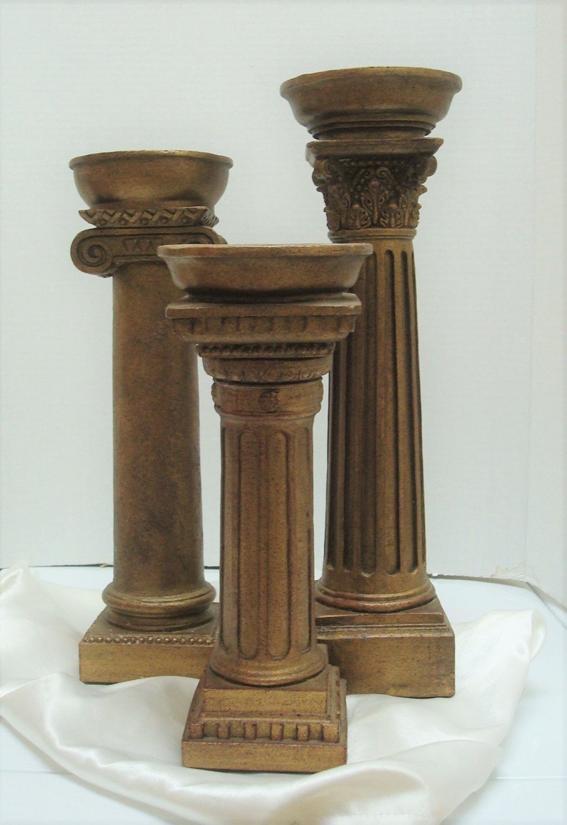 Austin Prod. Inc Greek Columns Candleholder Trio Doric Ionic Corinthian ...