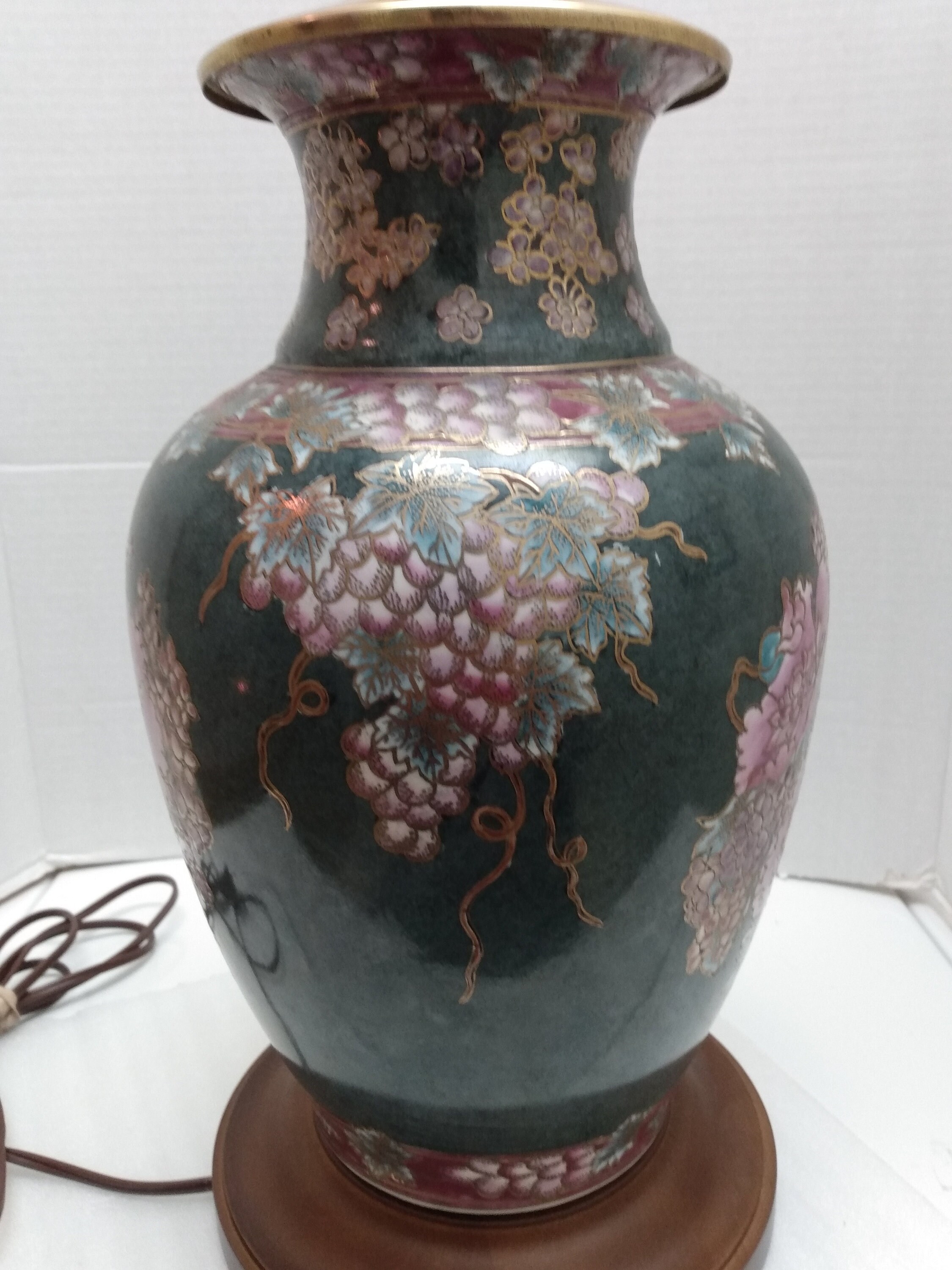 Chinoiserie Cloisonne-style Sage Green Porcelain Ginger Jar Table Lamp ...