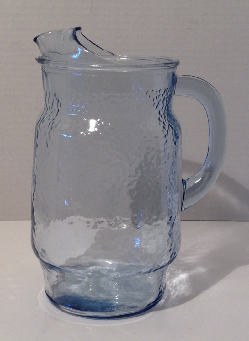 Vintage 1970's Glass Blue Lemonade Pouring Pitcher - Etsy