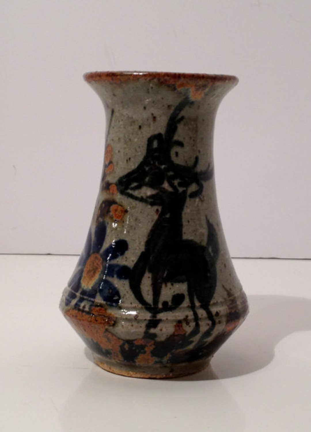 Vintage Small Rustic Vase of Deer in Nature - Etsy