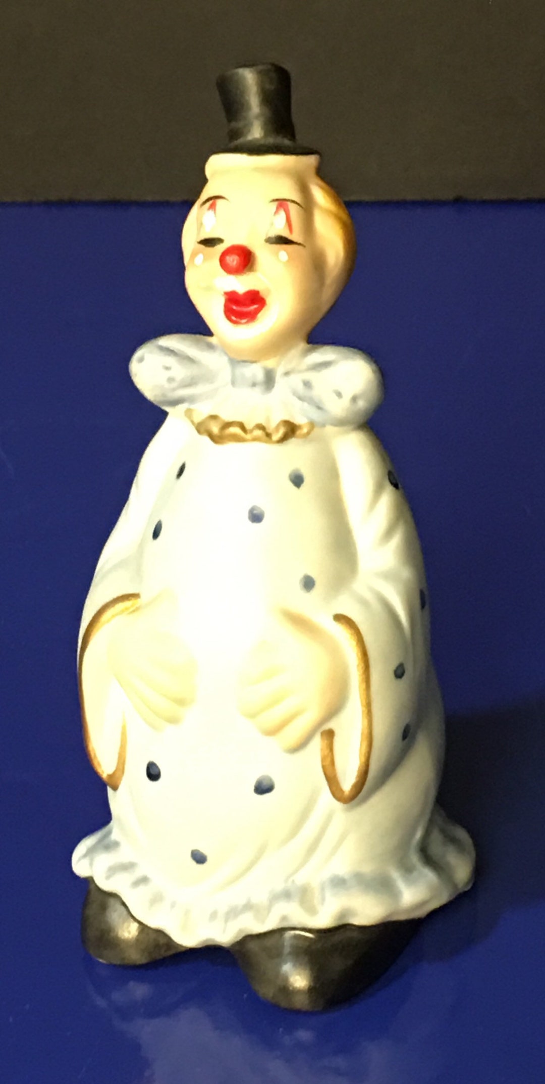 Vintage Adorable Goofy Fat Warm Smiling Clown in Blue Polkadots With ...