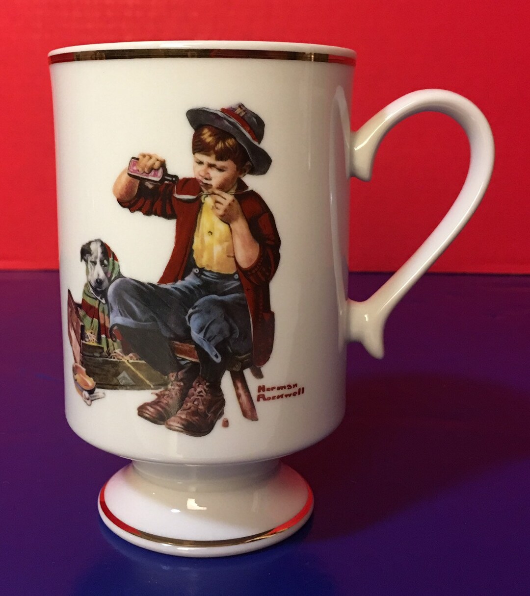 Vintage Norman Rockwell Scenery Friend In Need Coffee Mug In Fine Vintage Norman Rockwell Scenery Friend In Need Coffee Mug In Fine