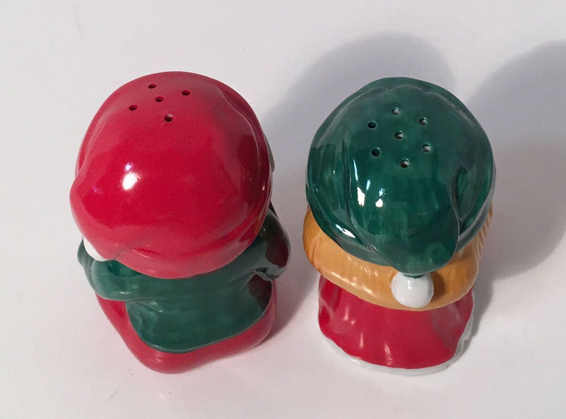 Vintage Porcelain Avon Santas Helpers Christmas Elves Salt and Pepper ...