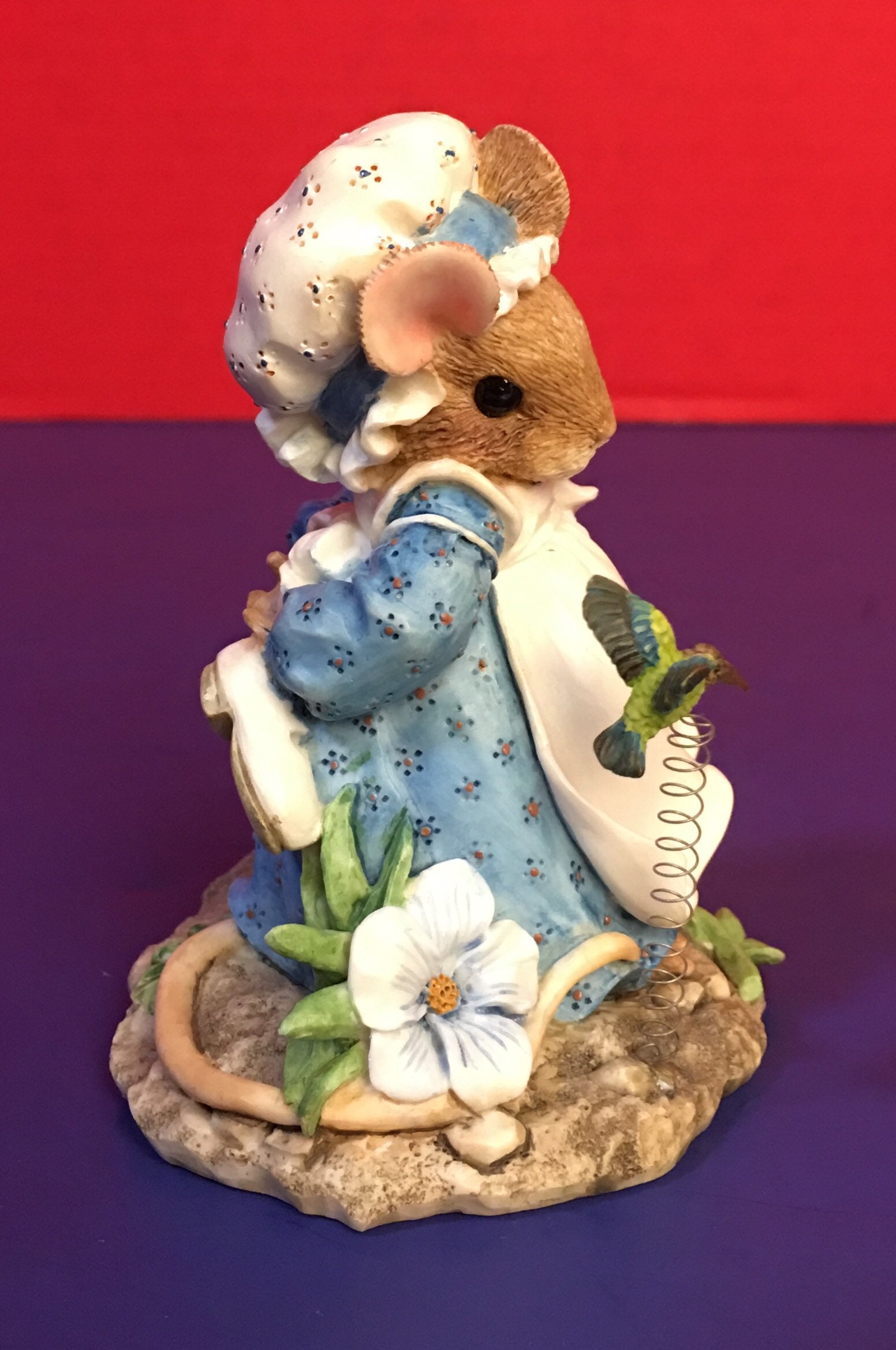 Vintage Female Mouse With Hummingbird little Betty Blue Cast Resin ...