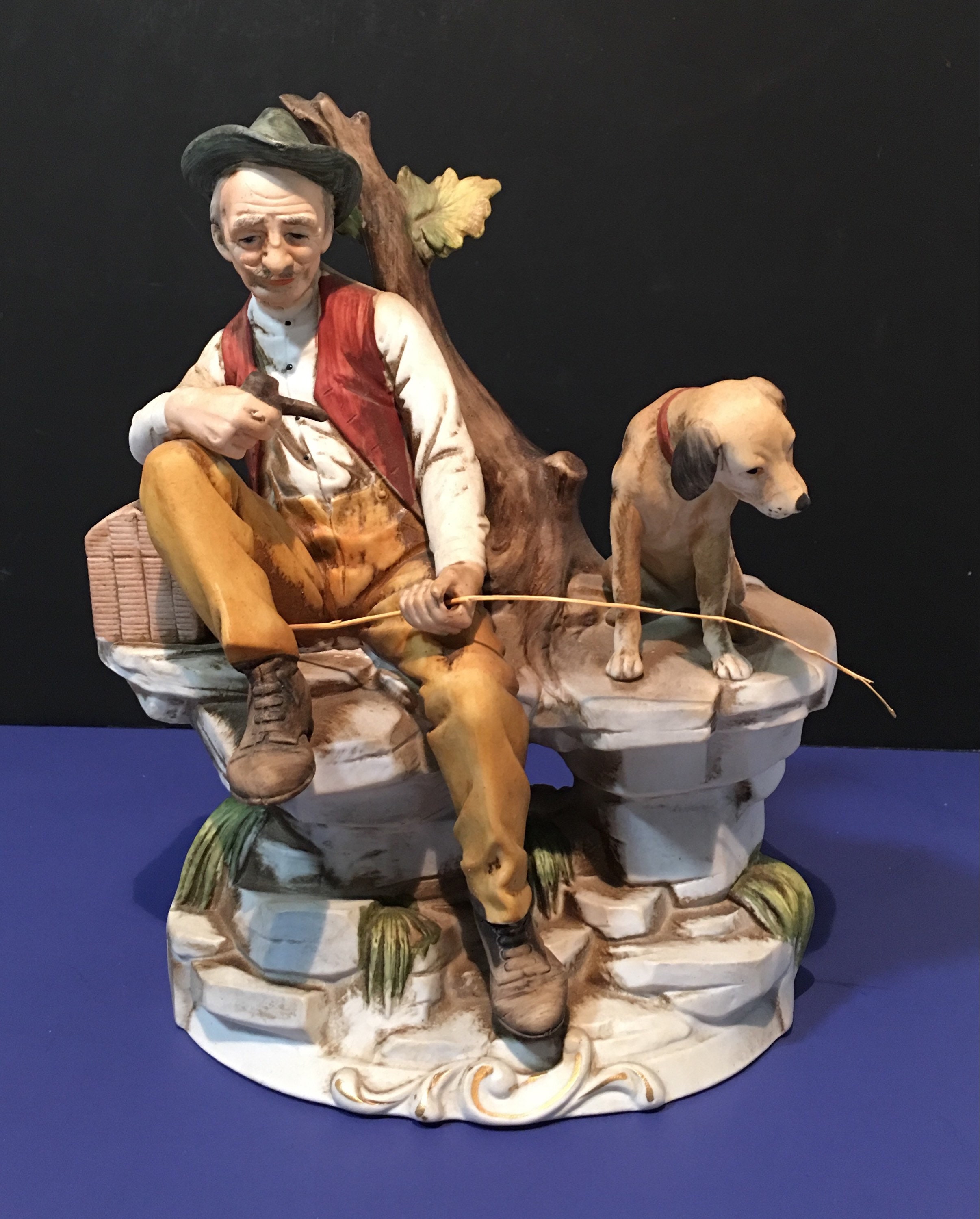 Vintage Farmer and Dog Sitting Porcelain Figurine Napcoware Japan - Etsy