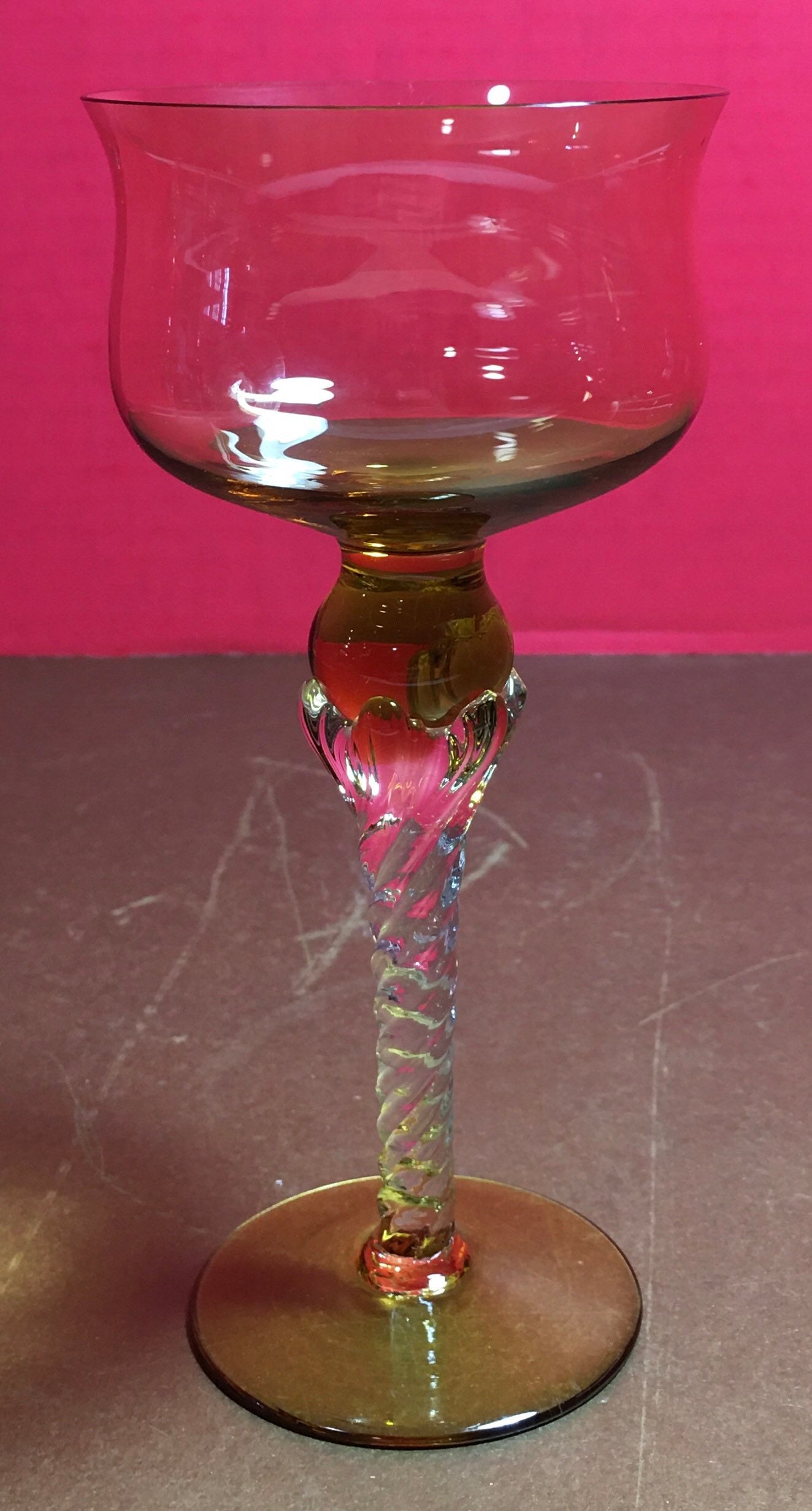 Rare Vintage Three Colorful Spiral Stemmed Fancy Drinking Wine Glass ...