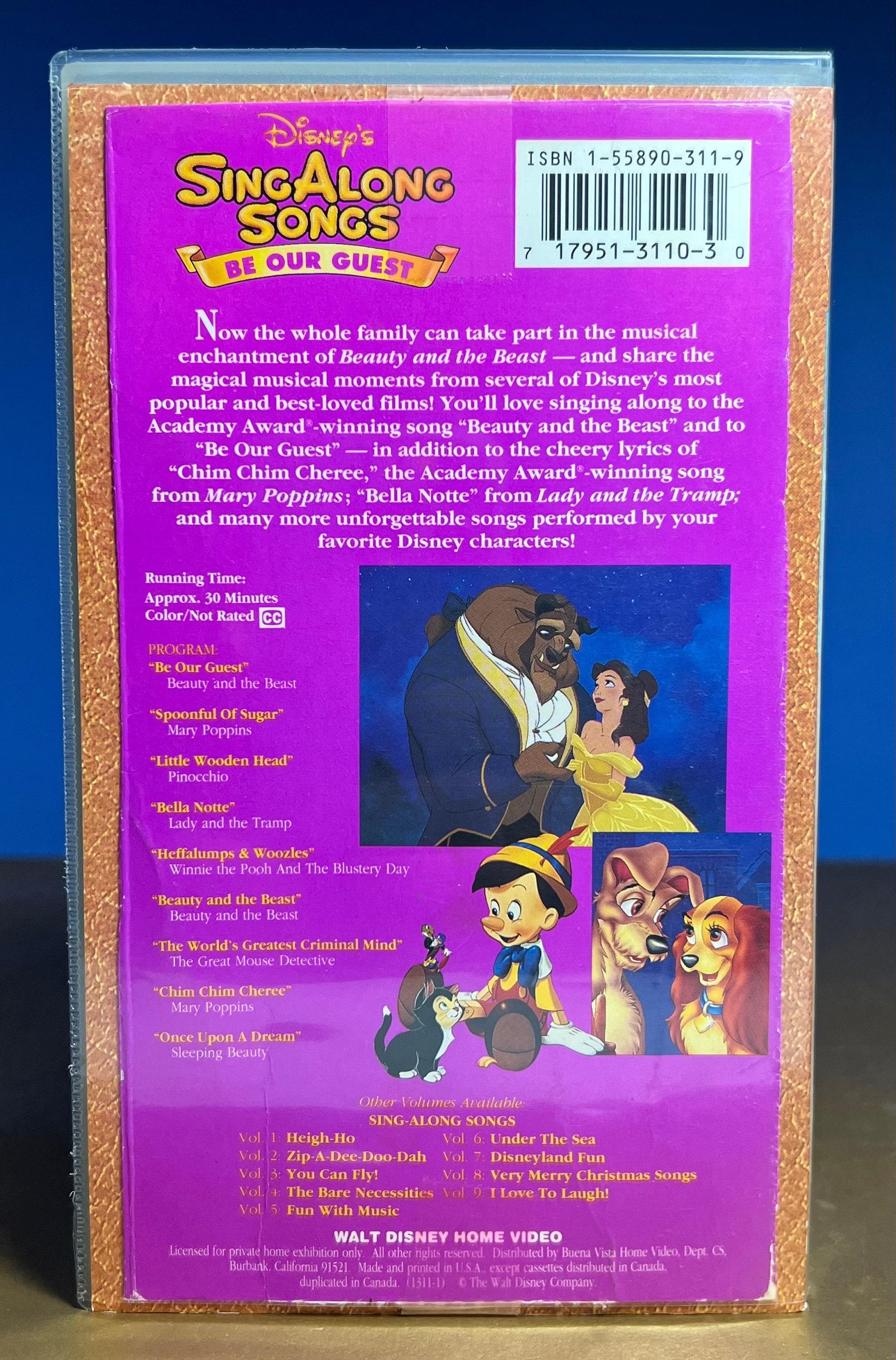 Vintage 1992 Disneys Sing Along Songs Be Our Guest Volume Ten VHS Tape ...