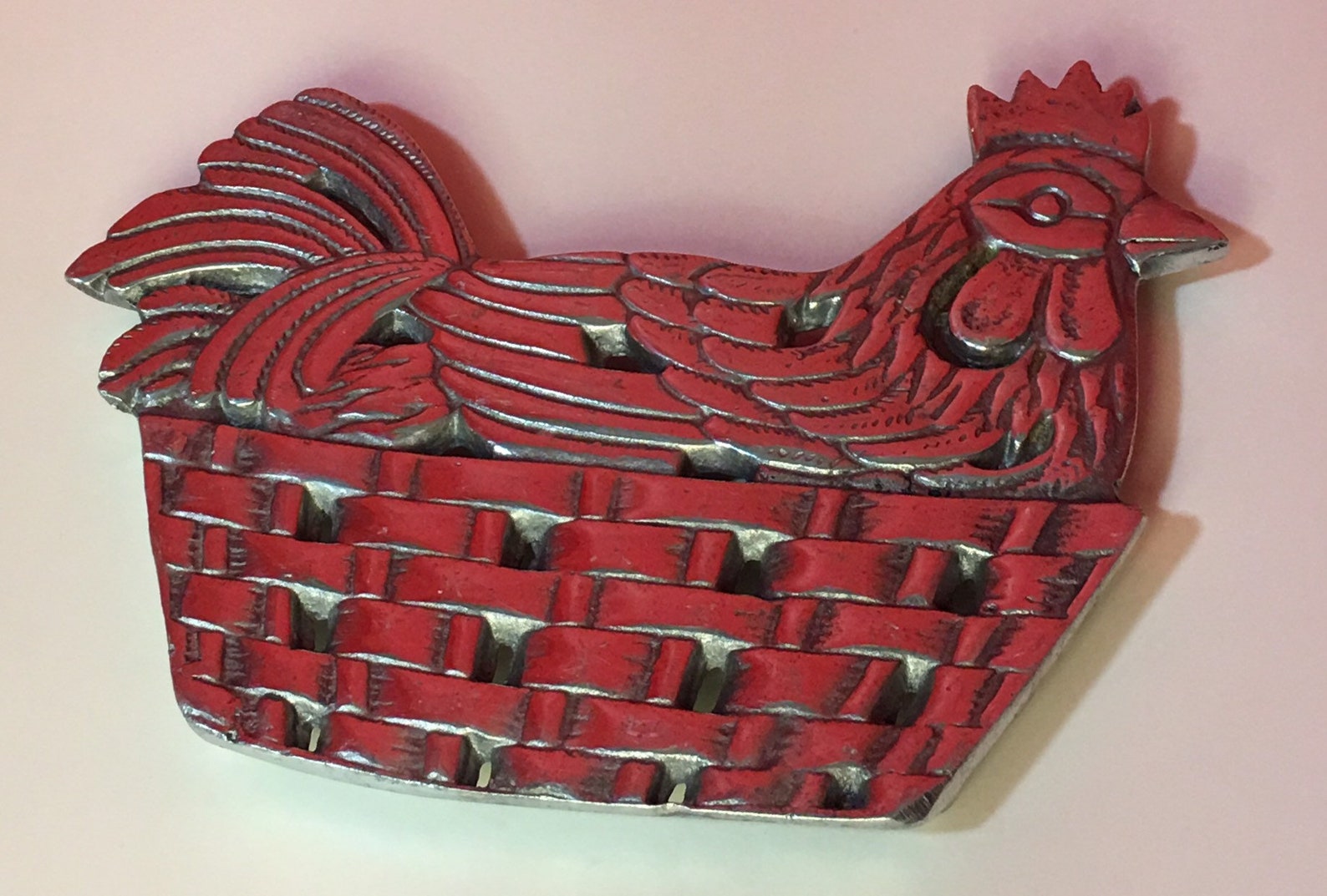 Vintage Aluminum Chicken in Basket Trivet - Etsy