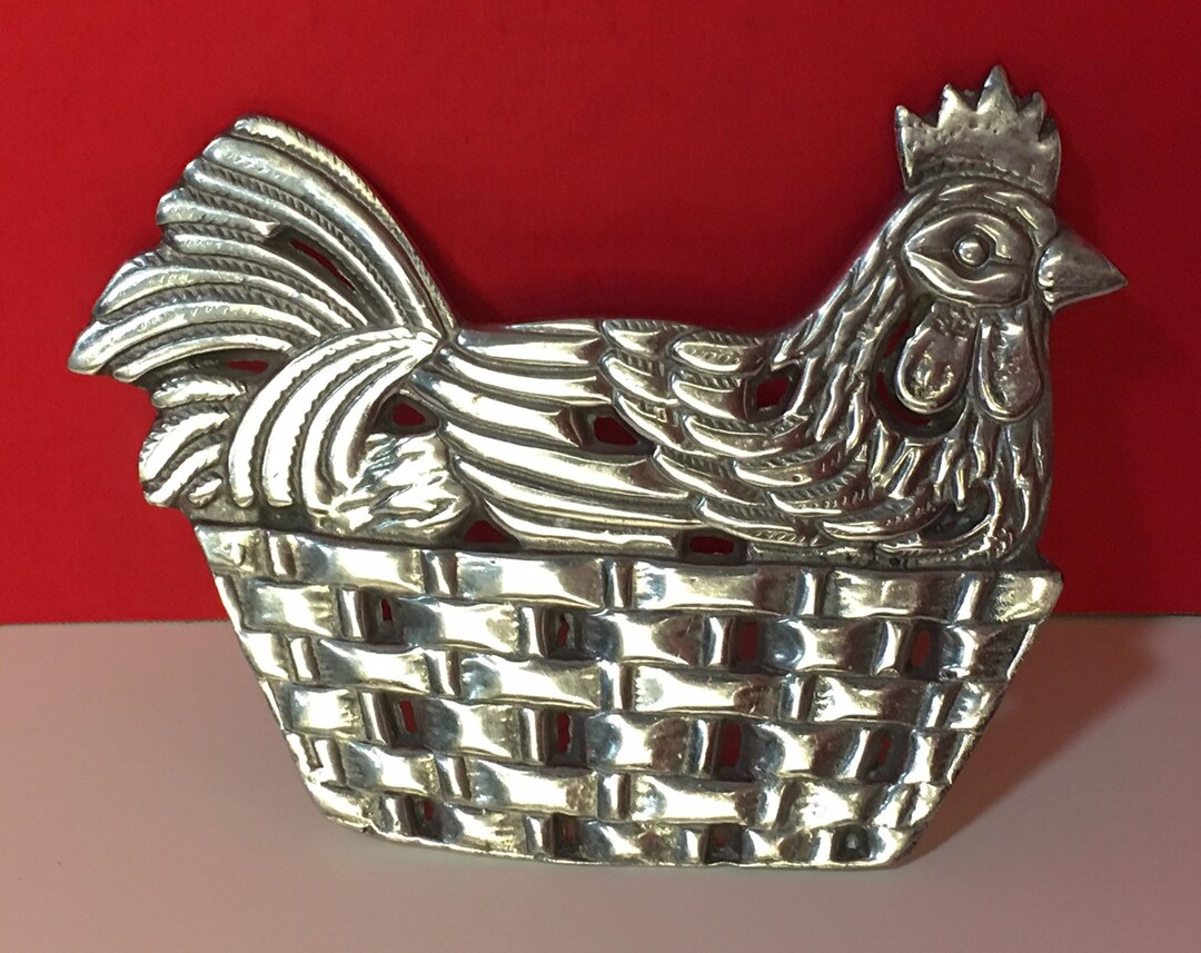 Vintage Aluminum Chicken in Basket Trivet - Etsy