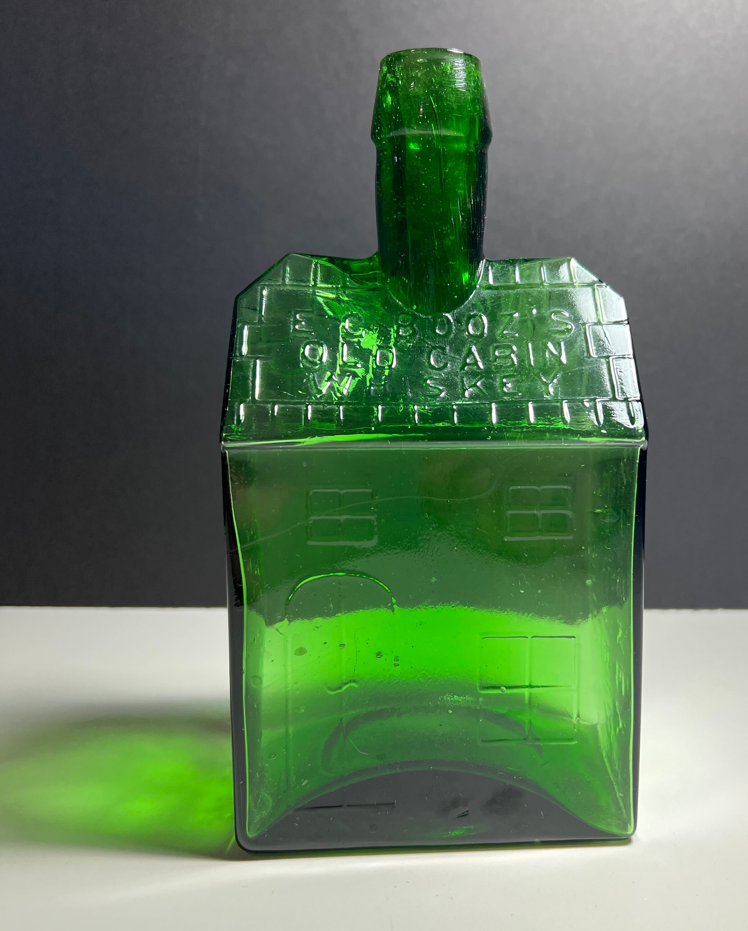Vintage 1960s E.G. Boozs Old Cabin Whiskey Blown Glass House Shaped ...