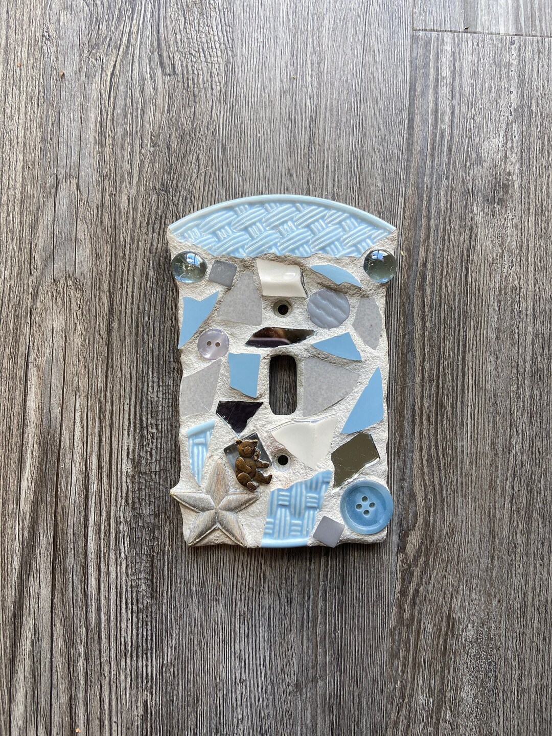 Unique Child's Room Light Switch Plate - Blue and Gray Nursery Decor ...