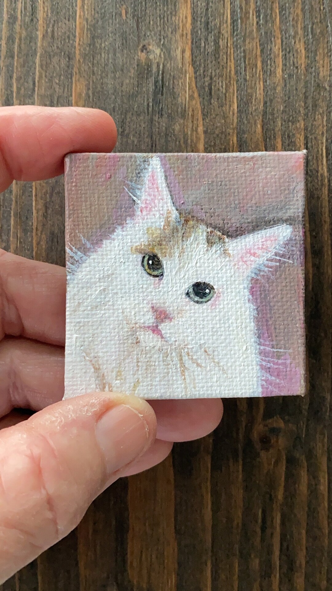 Cat Portraits, Custom Tiny Paintings, Miniature Painting on Canvas, 2 X ...